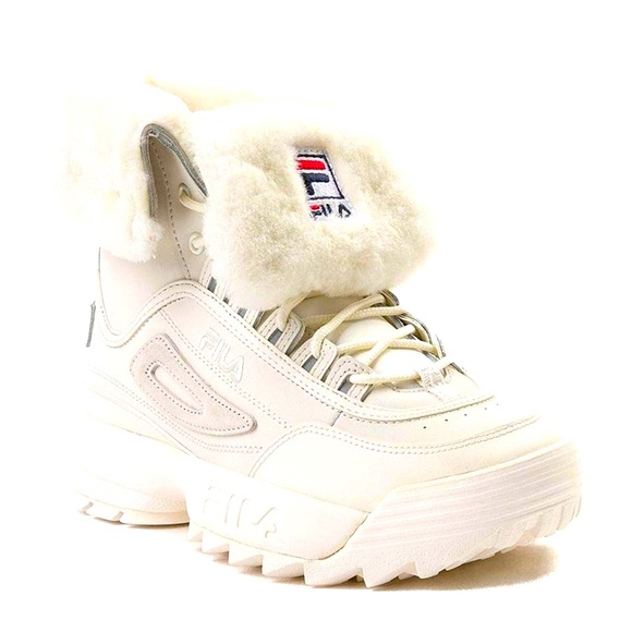Fila | Shoes | Fila Womens Disruptor Off White Leather Shearling ...